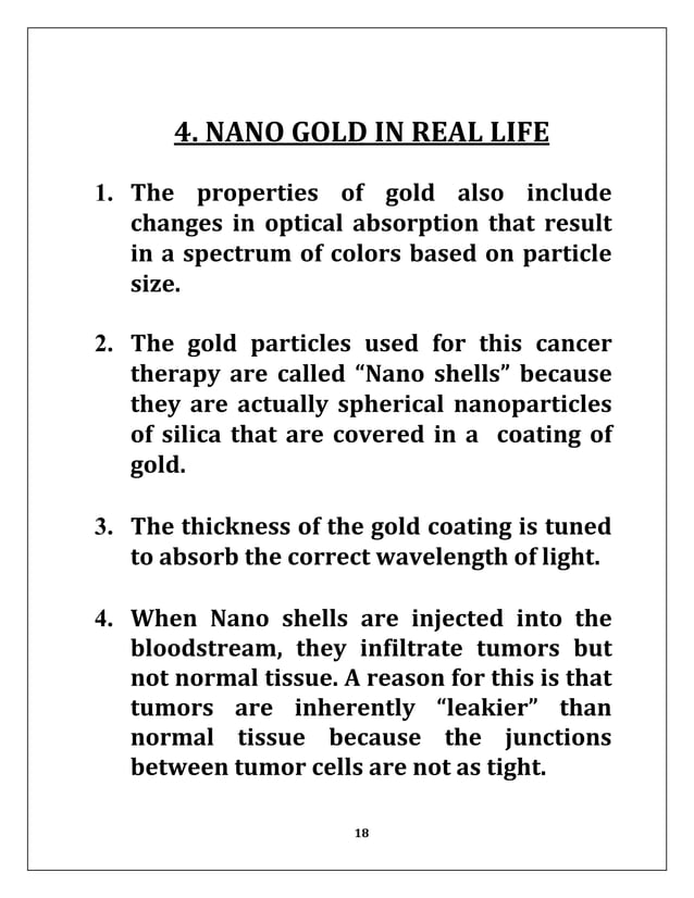 Nano-gold for Cancer Therapy chemistry investigatory project | DOCX ...