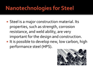 Nano technology in construction materials | PPTX