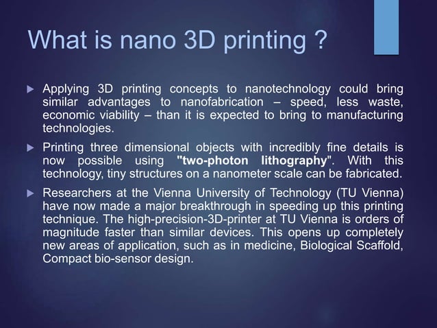 Nano 3d printing : Two Photon lithography | PPT