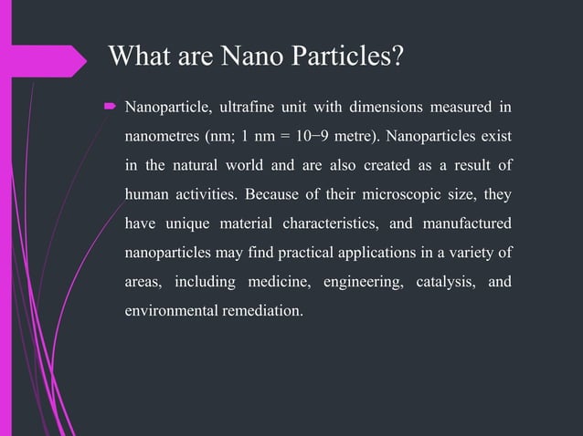 Nanoparticles and their mechanism of action | PPTX