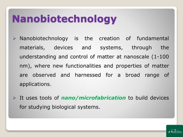 Nanobiotechnology - Introduction, Concept, Scope, Vision, Applications ...
