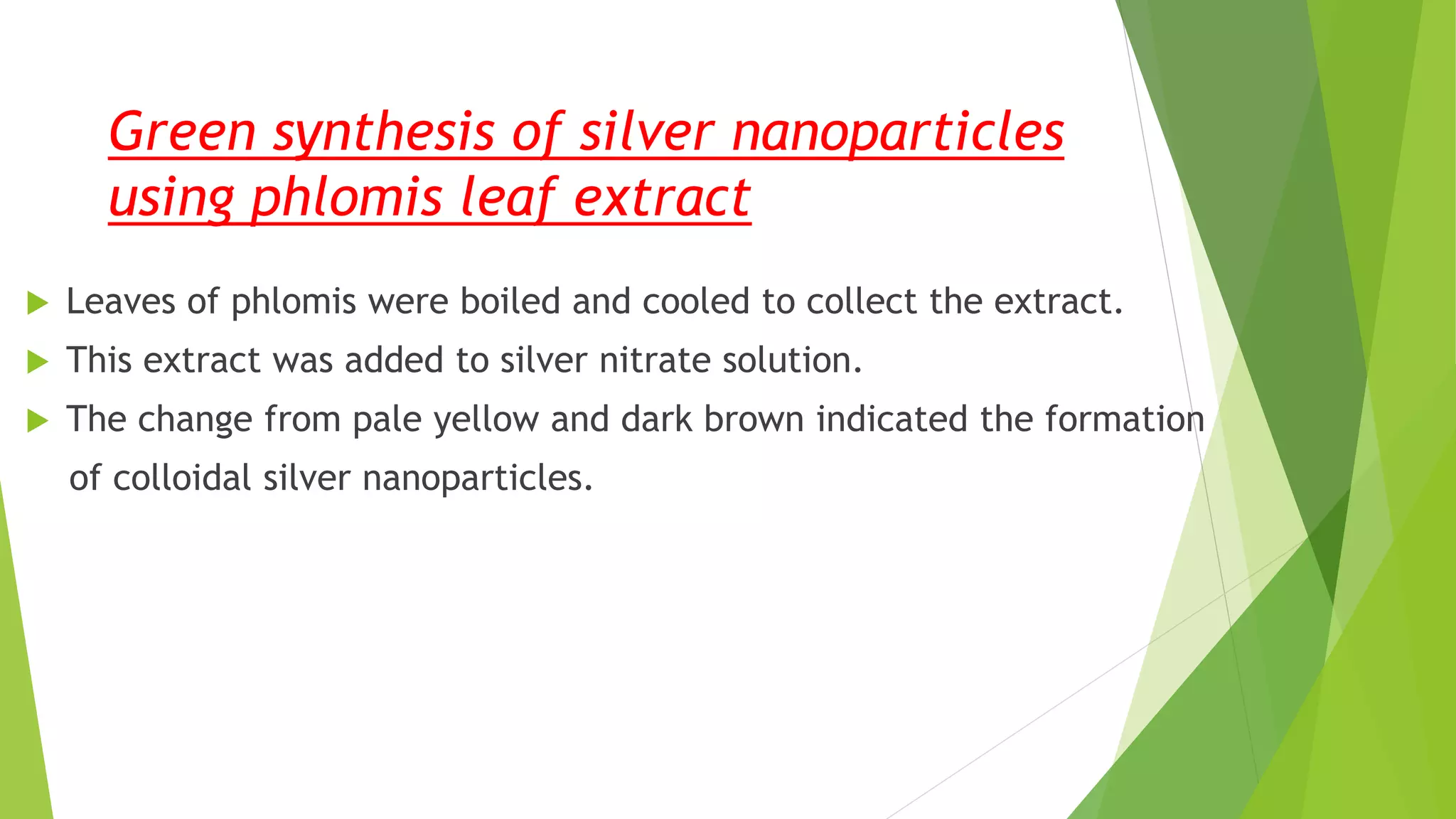 Green synthesis of nanoparticles | PPTX