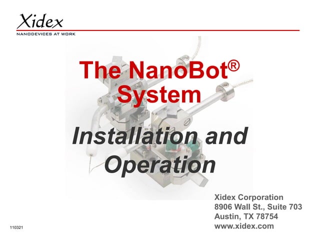 NanoBot nanomanipulator installation and operation 110321 | PDF