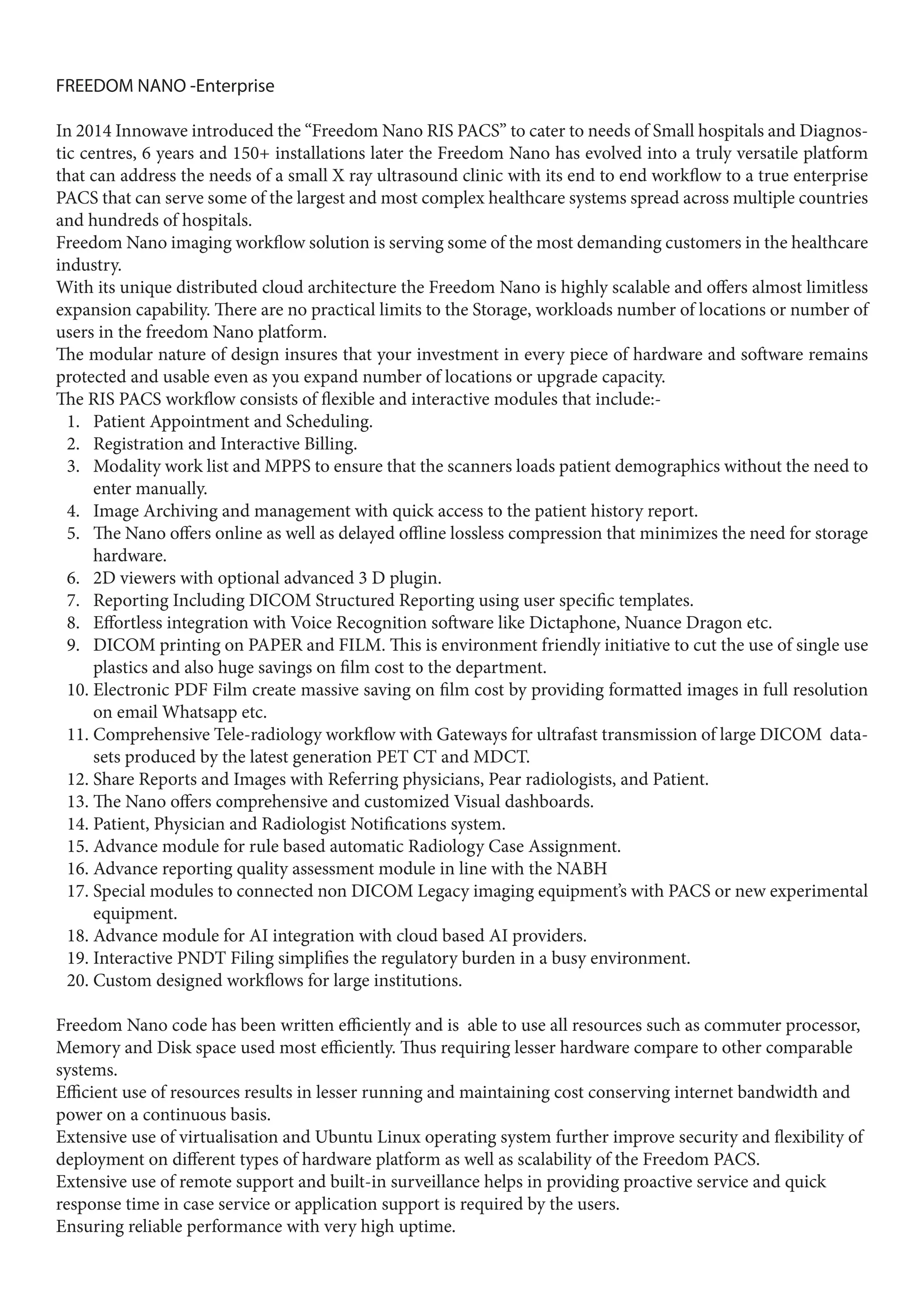 FREEDOM NANO PACS | PDF