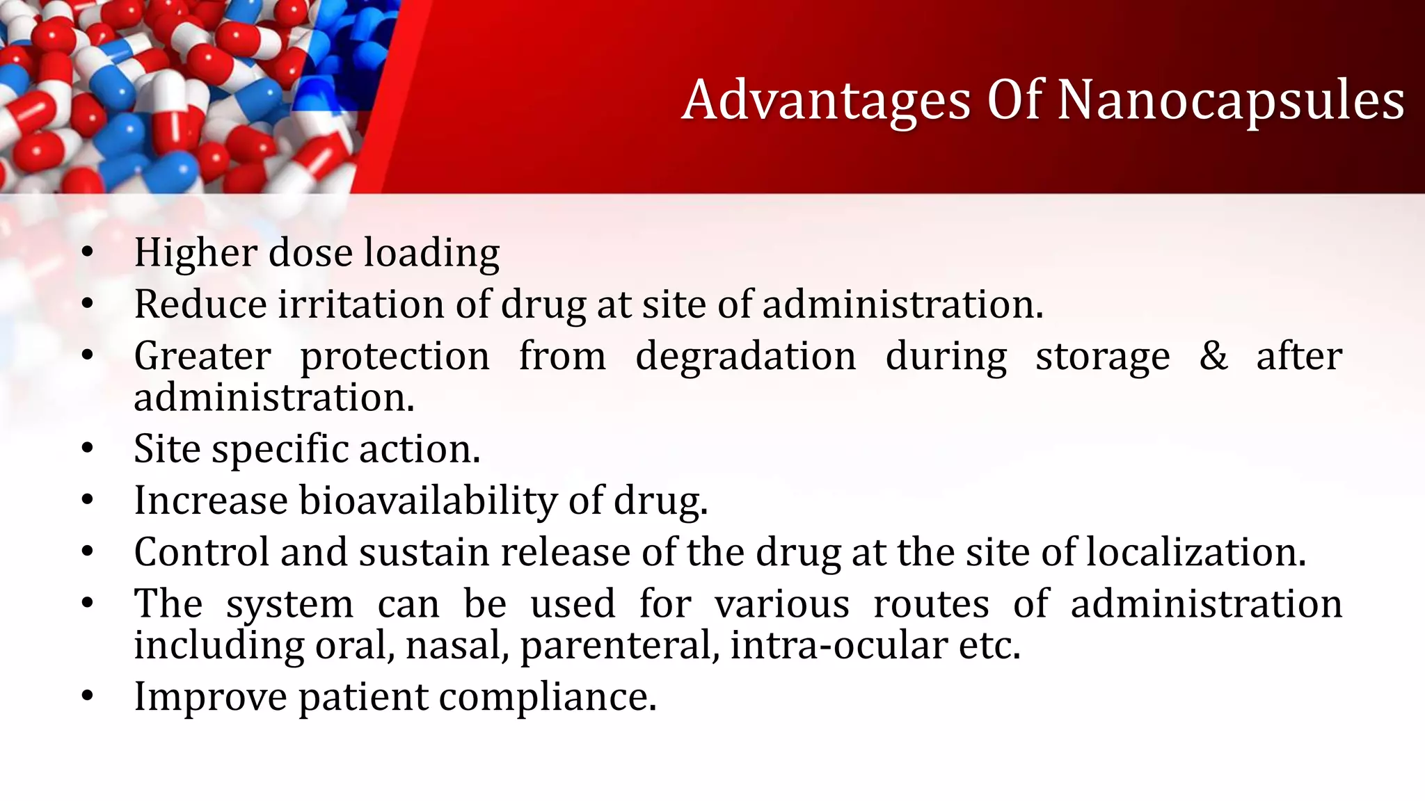 Nanocapsules a novel drug delivery system | PPTX