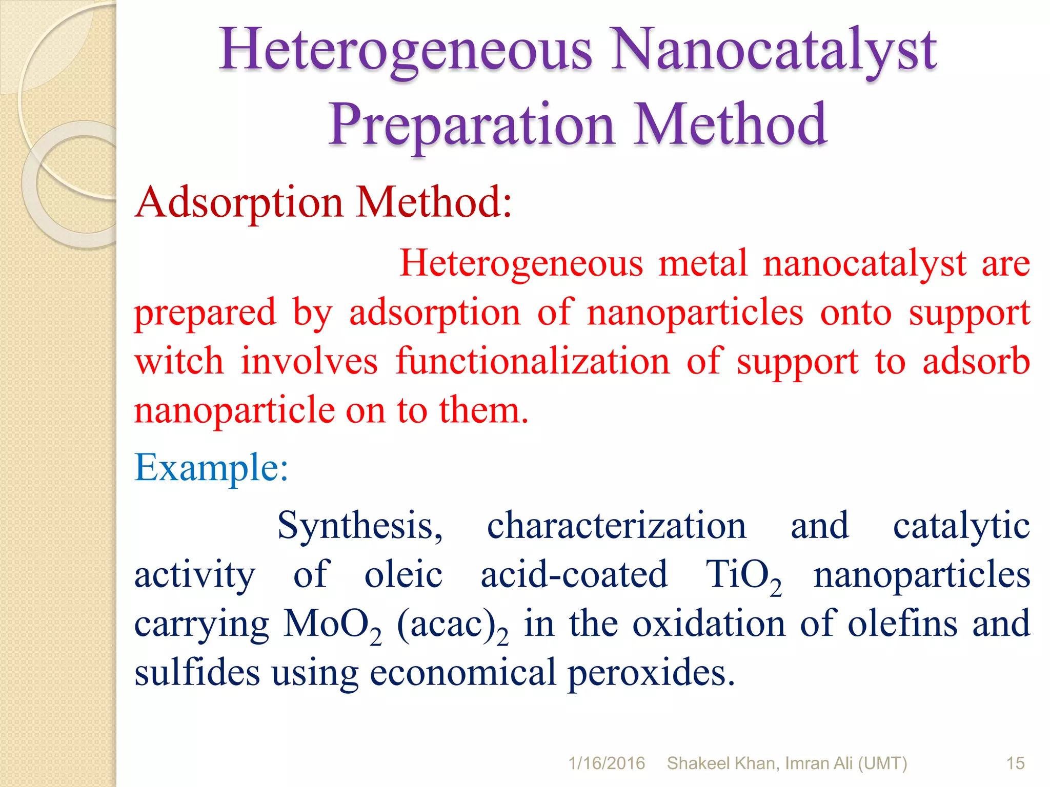 Nanocatalysis | PPTX