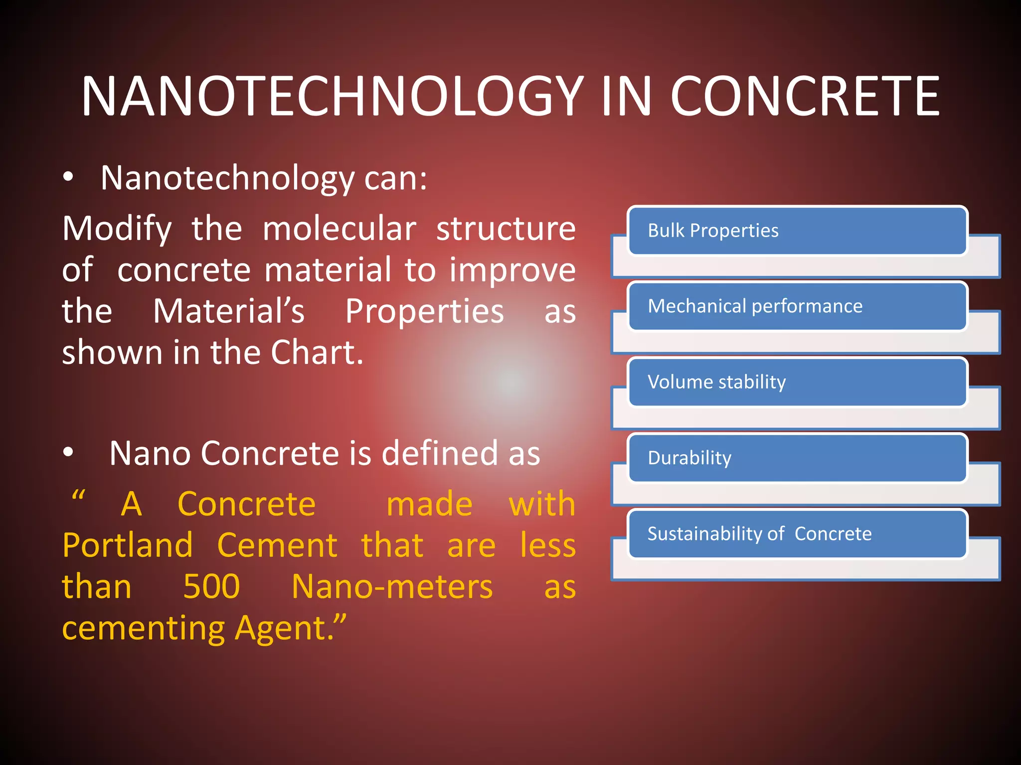 APPLICATION OF NANOTECHNOLOGY IN CIVIL ENGINEERING | PPTX