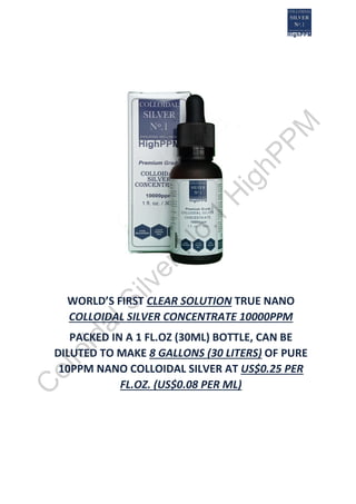 Nano Colloidal Silver Concentrate 10000ppm | PDF