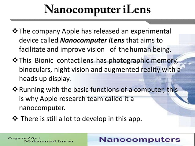 Nanocomputers or Future computer Nanotechnology | PPT
