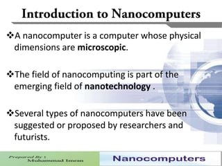 Nanocomputers or Future computer Nanotechnology | PPT