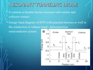 Nano devices- resonant tunneling diode, resonant tunneling transistor, SET, FinFET, Nanowire FET ...