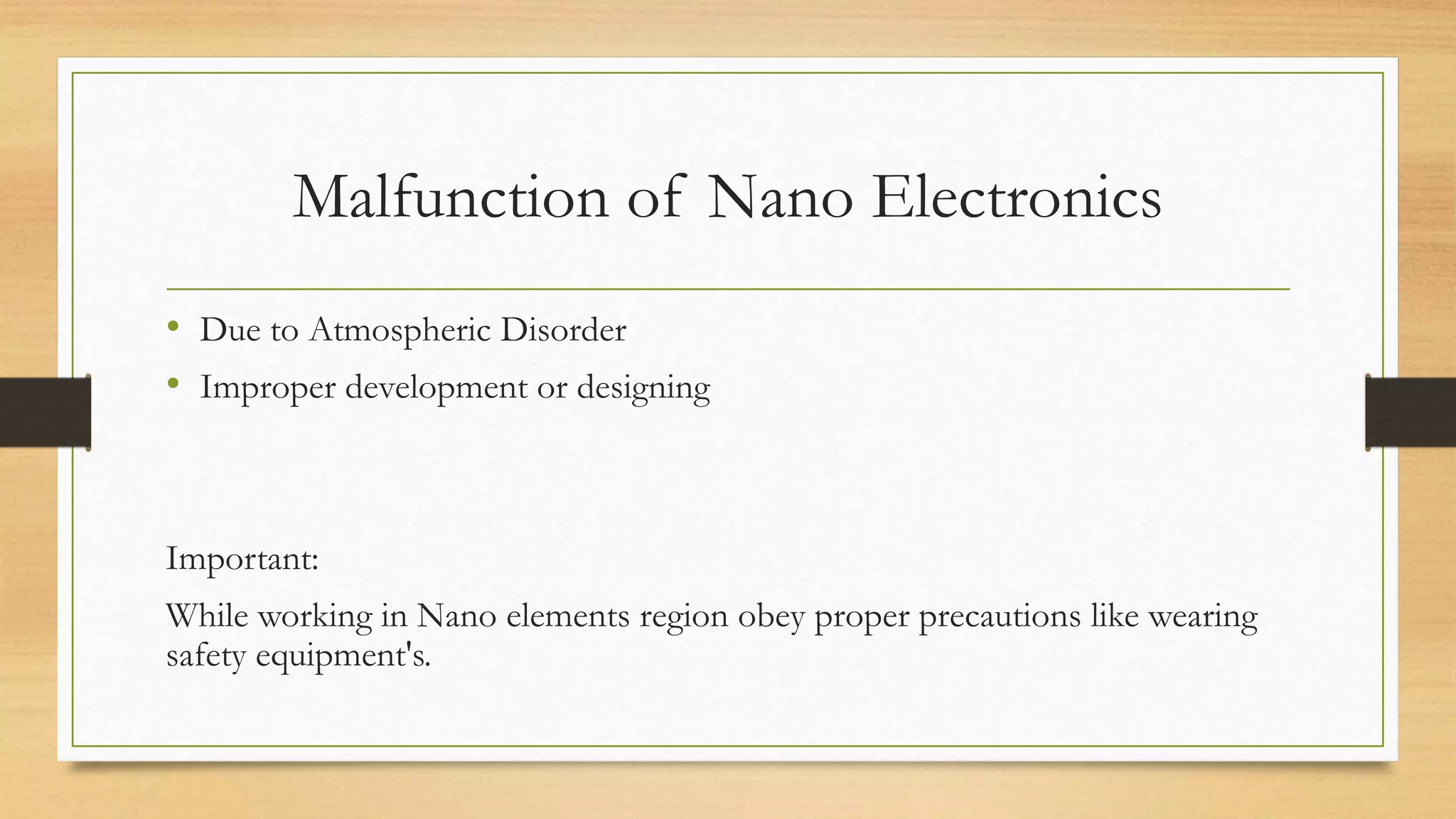 Nano electronics Technology and its Application | PPTX
