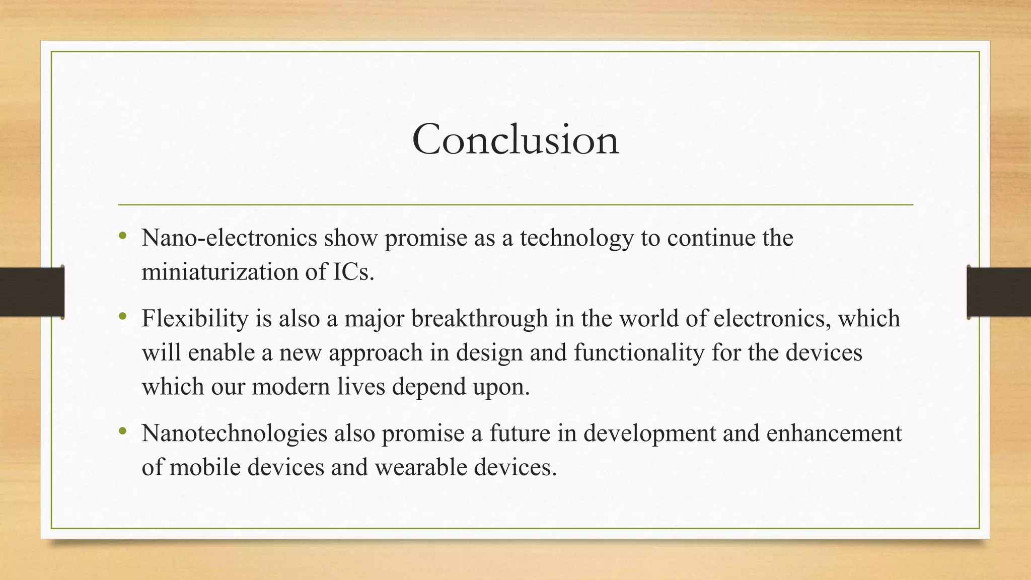 Nano electronics Technology and its Application | PPTX