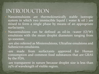 NANOEMULSION IN DRUG DELIVERY RESEARCH AND DEVELOPMENT | PPT