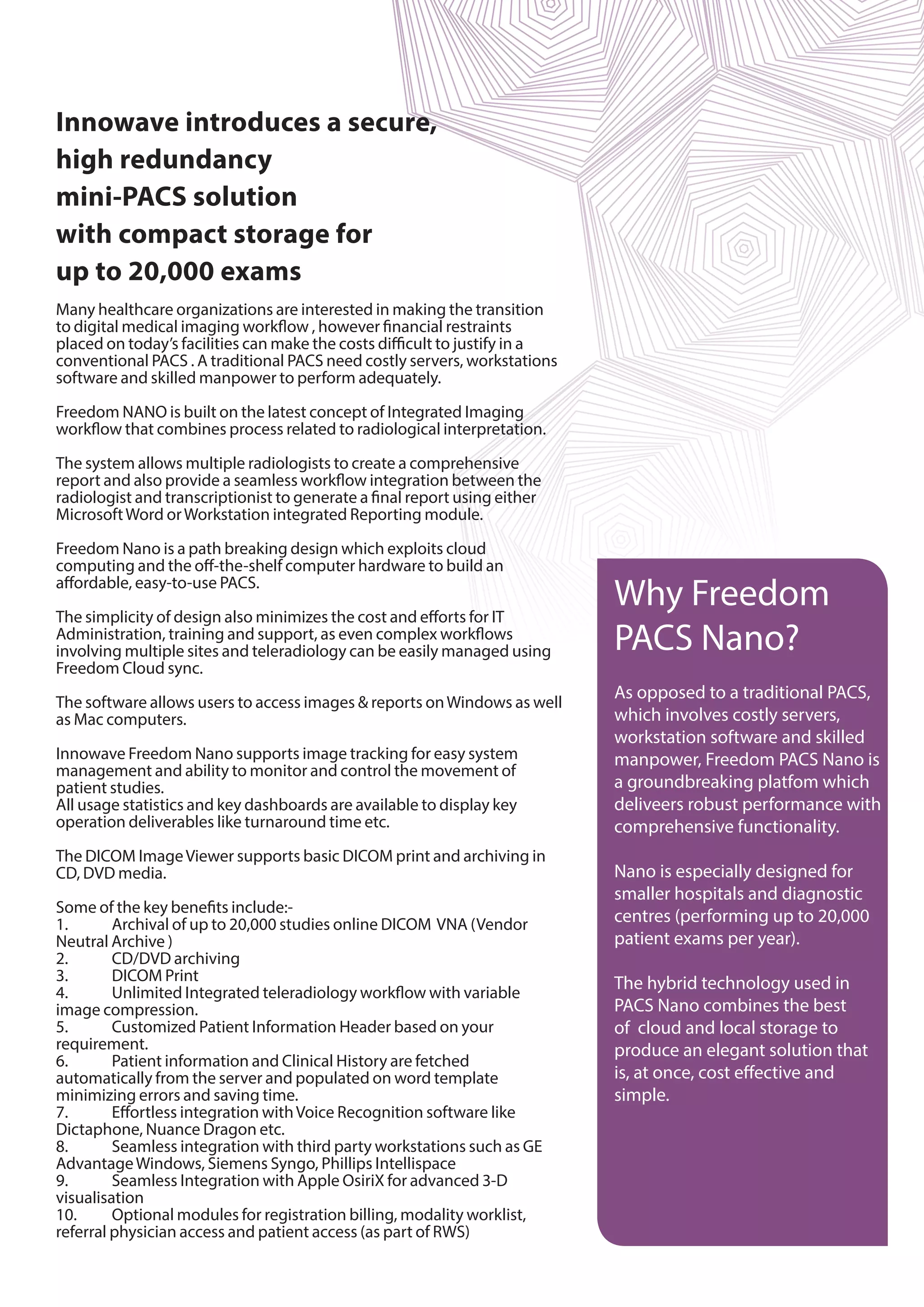 Innowave Freedom NANO =PACS + Tele-radiology + Structured Reporting | PDF