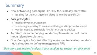 SDN in the Management Plane: OpenConfig and Streaming Telemetry | PDF