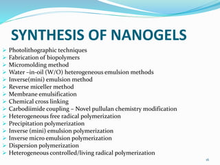 Nanogel drug delivery | PPTX