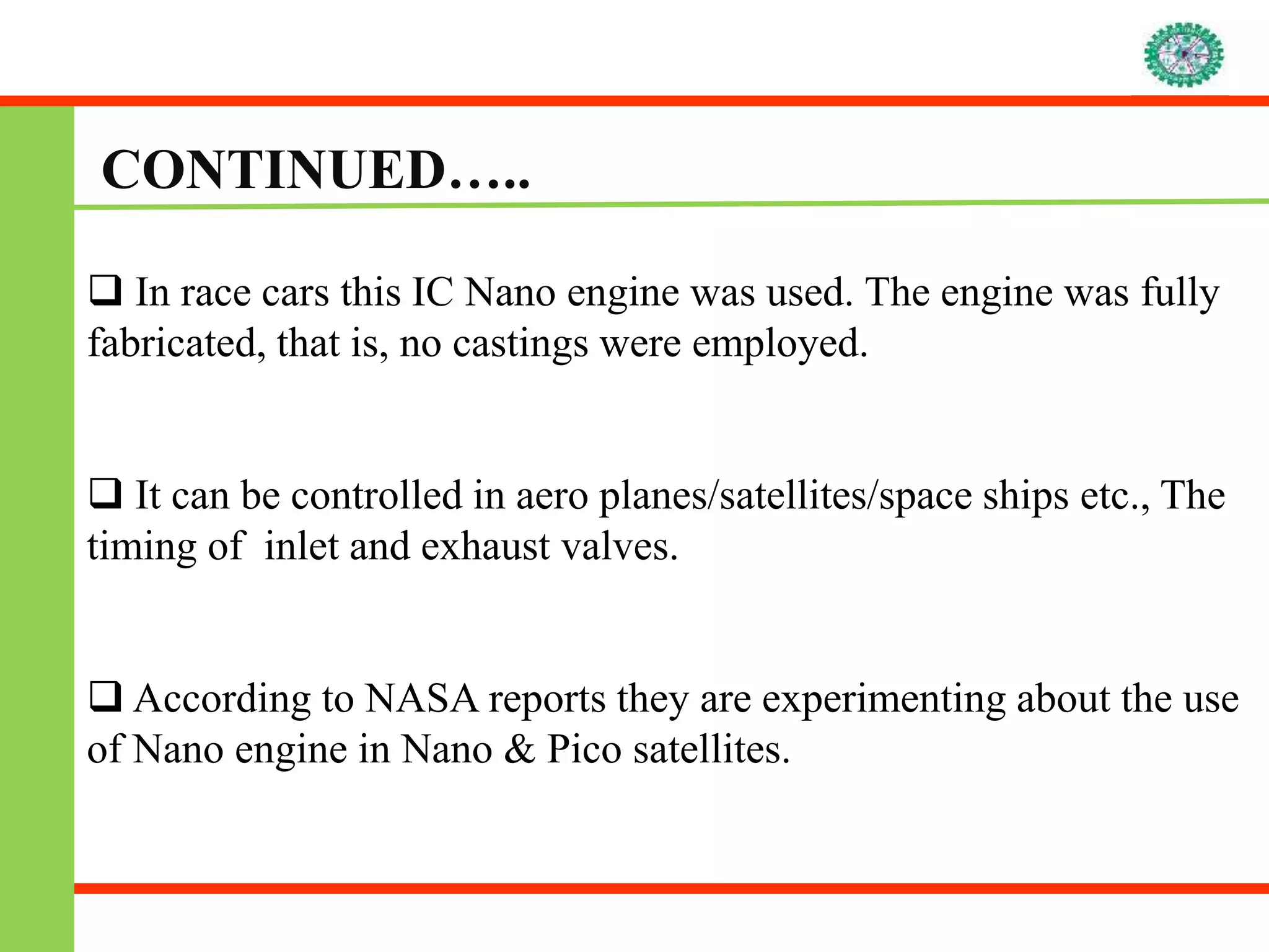 Nano ic engines | PPTX