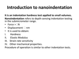 Nanoindentation | PPTX
