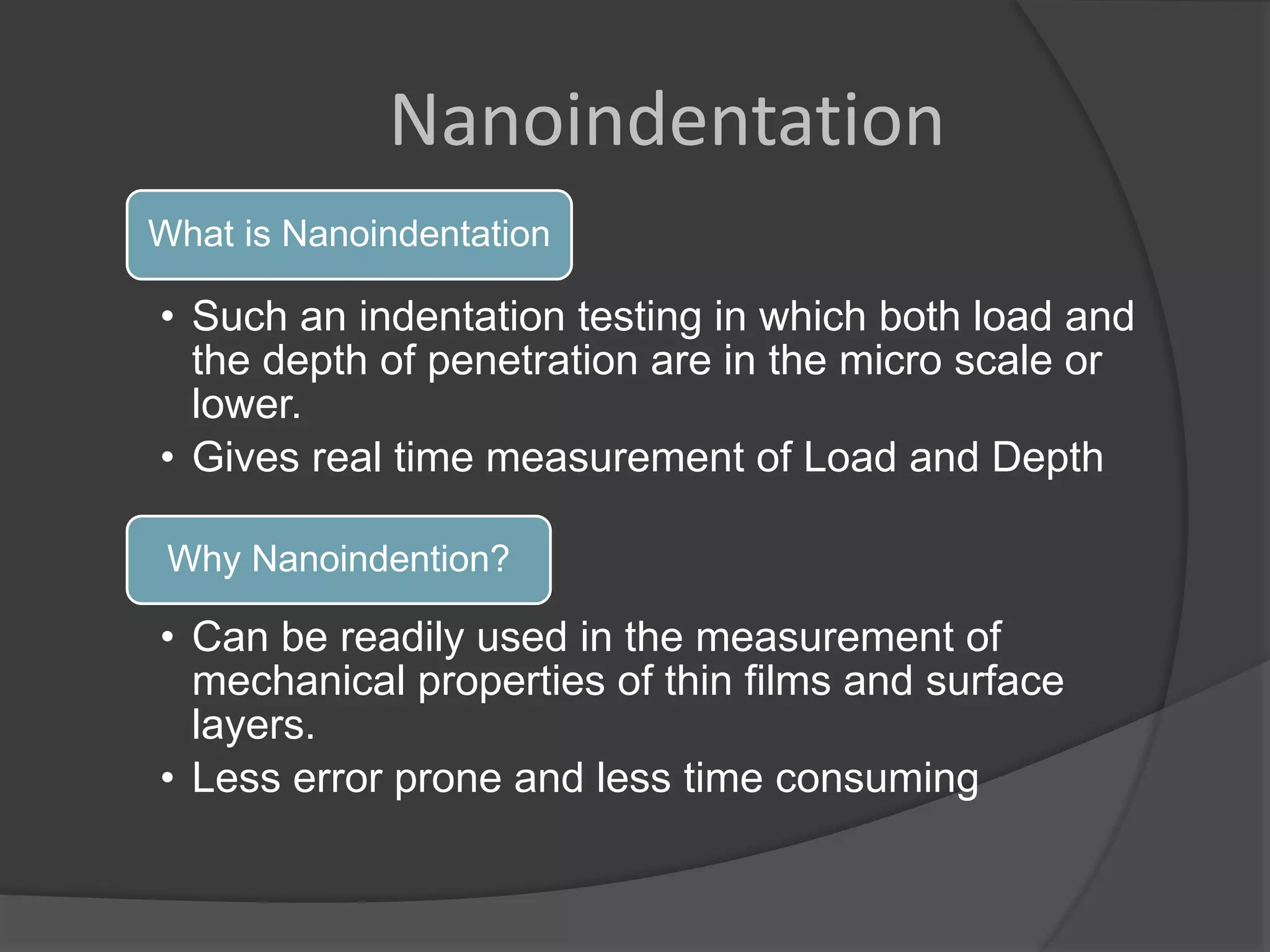 Process Of Nanoindentation And Use Of Finite Element Modelling Ppt