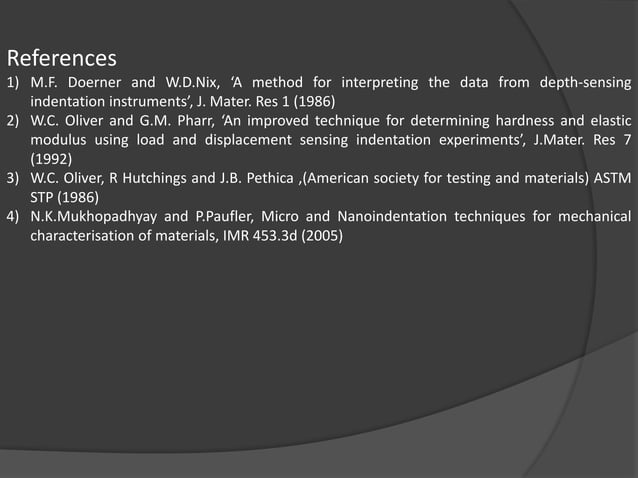 Process of Nanoindentation and use of finite element modelling | PPT