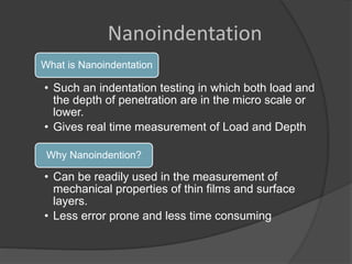 Process of Nanoindentation and use of finite element modelling | PPTX