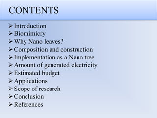 Energy harvesting using nano leaves | PPT