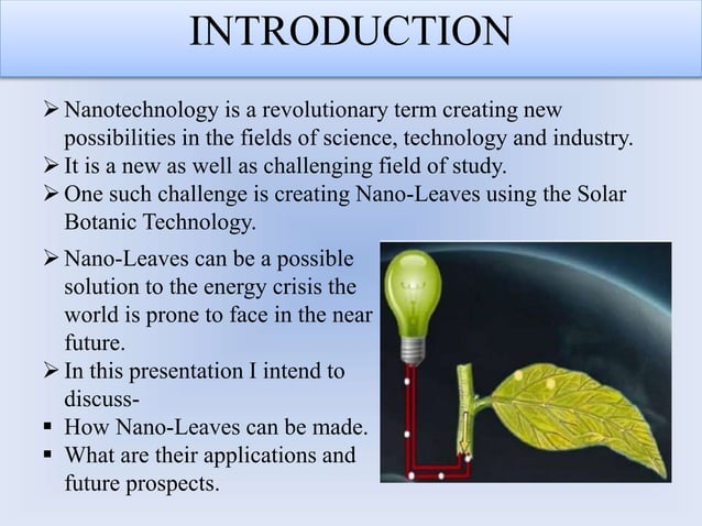 Energy harvesting using nano leaves | PPT