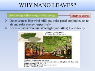 Energy harvesting using nano leaves | PPT
