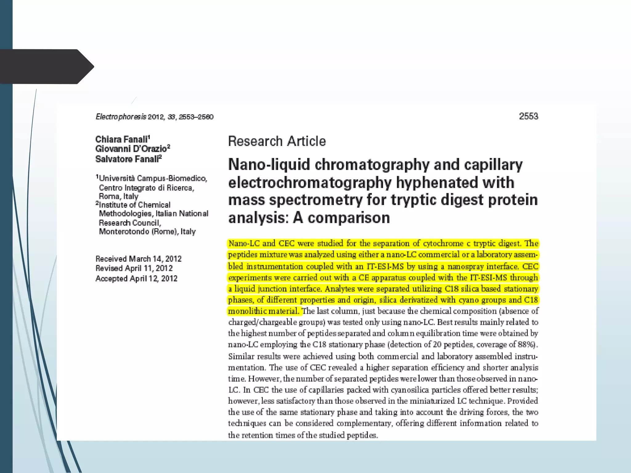 Nano liquid chromatography (ncl) | PPTX