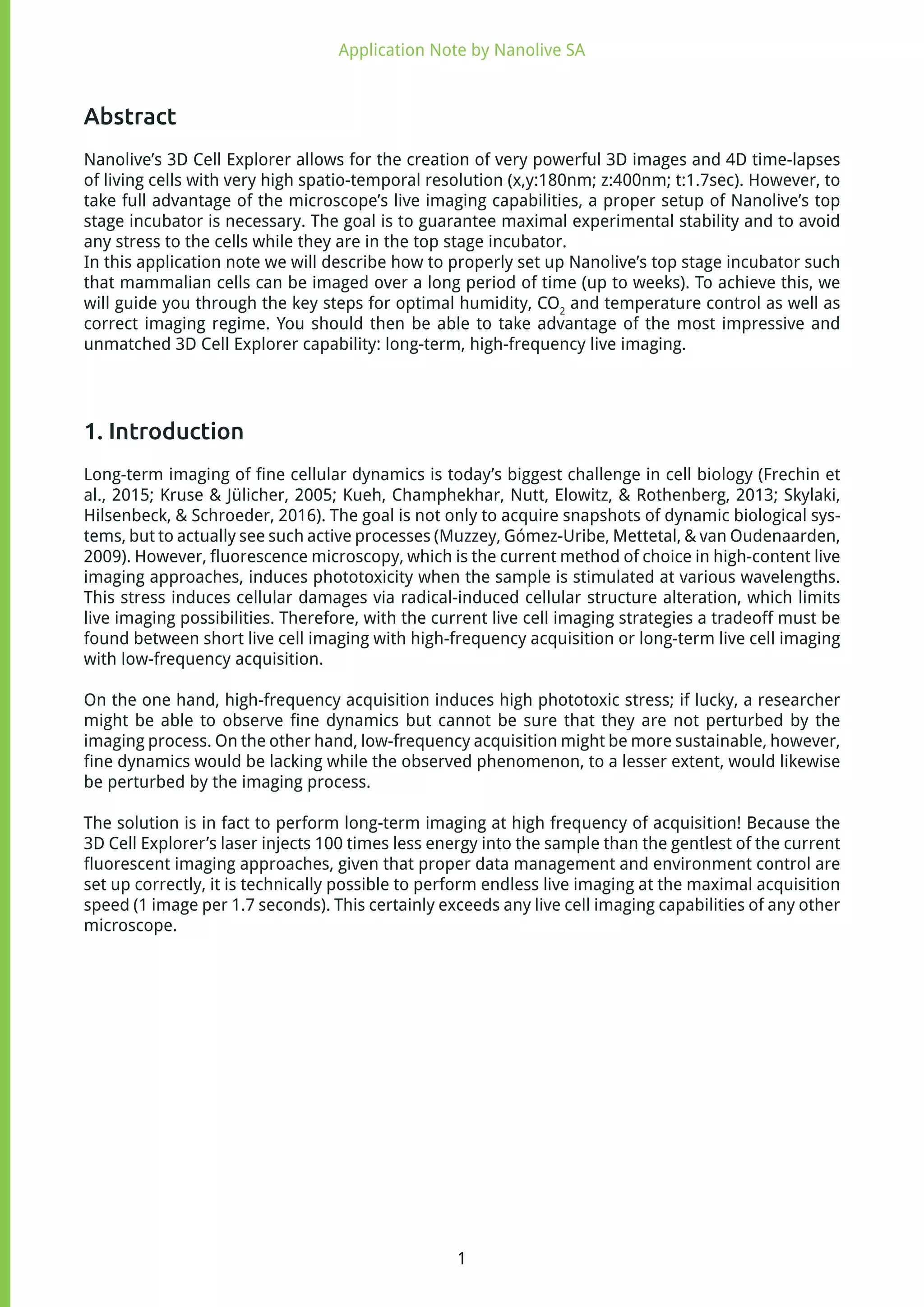 Best Experimental Practices for Live Cell Imaging with the 3D Cell ...