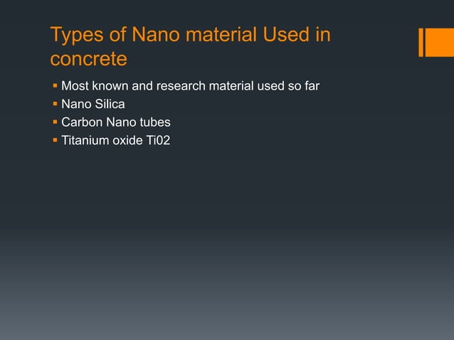 Nano materials in concrete | PPT