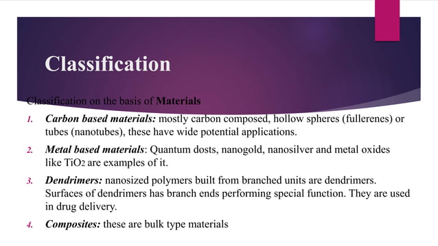 Nanomaterials and their classification | PPTX