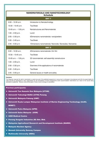 Nanomaterials & Nanotechnology Course Feb 2013 | PDF