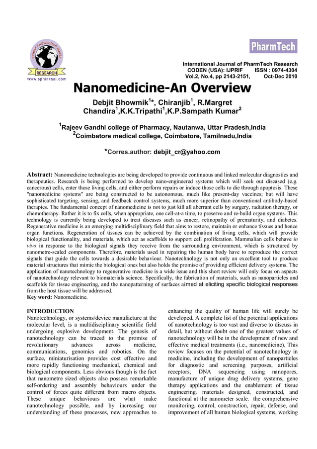 Nanomedicine - An Overview.pdf | Chemistry | Science