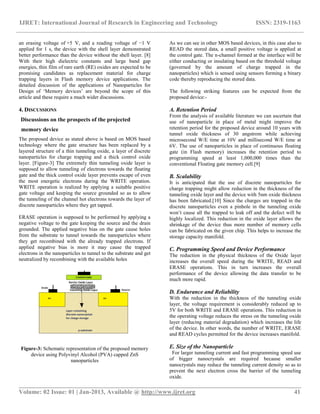 Nanoparticle based charge trapping memory device applying mos technology a cognitive approach ...