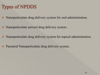 Nanoparticulate drug delivery system : recent advances | PPTX