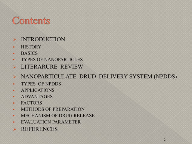 Nanoparticulate drug delivery system : recent advances | PPTX