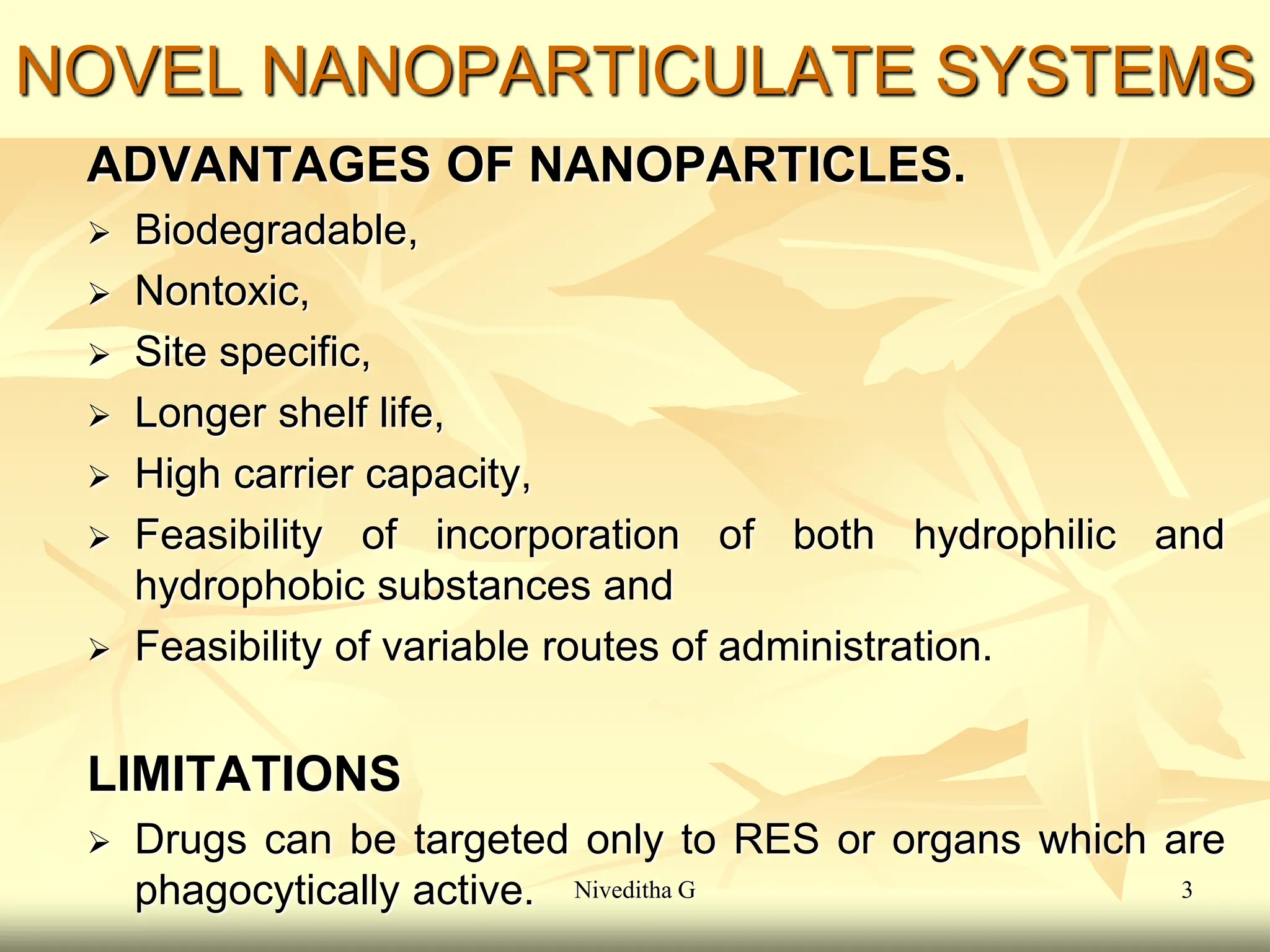 introduction of nanoparticles, advantages and disadvantages, characterization and applications | PPT