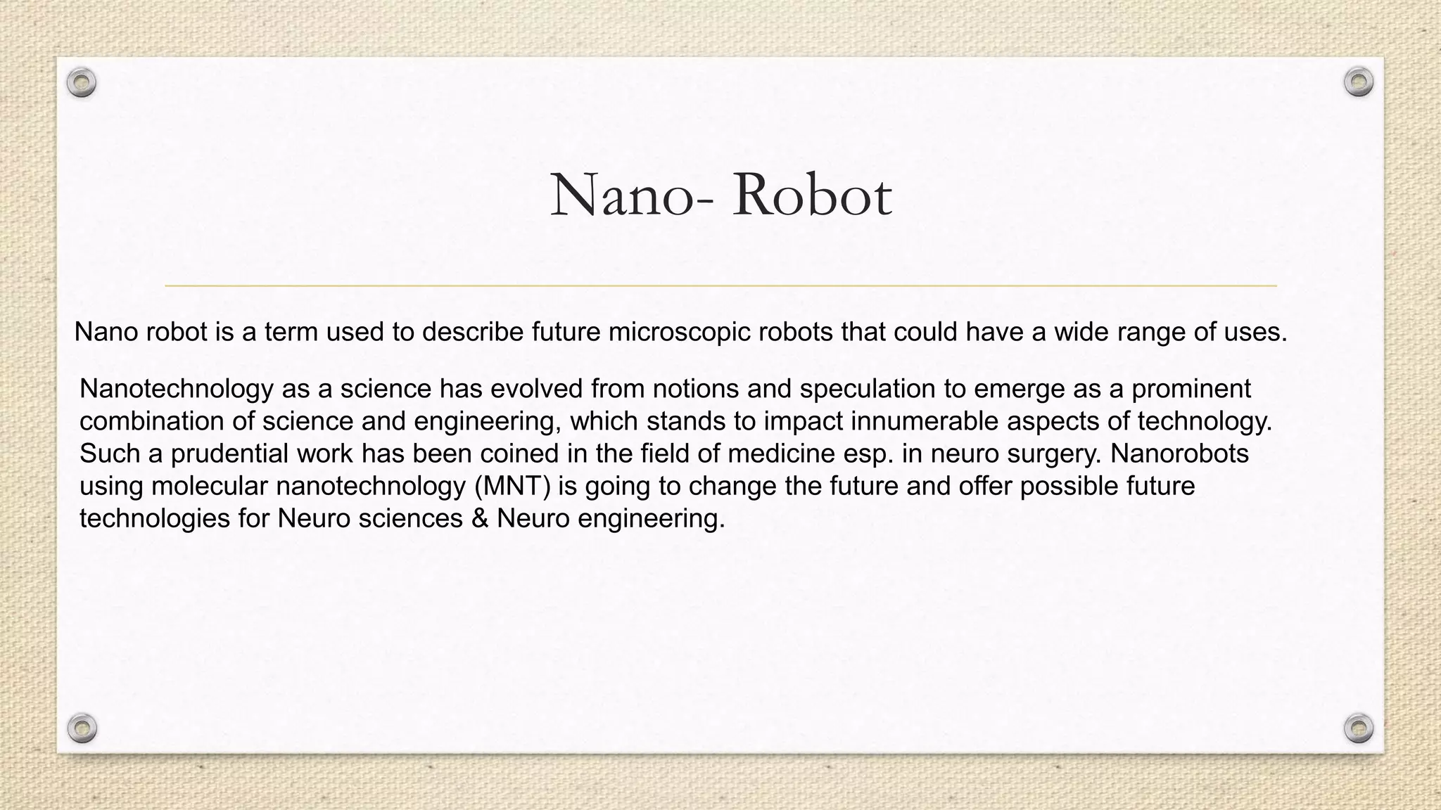 Nanorobotics in neurology | PPTX