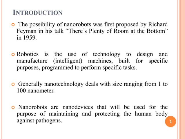 Nanorobotics ppt | PPTX | Robotics | Technology & Computing