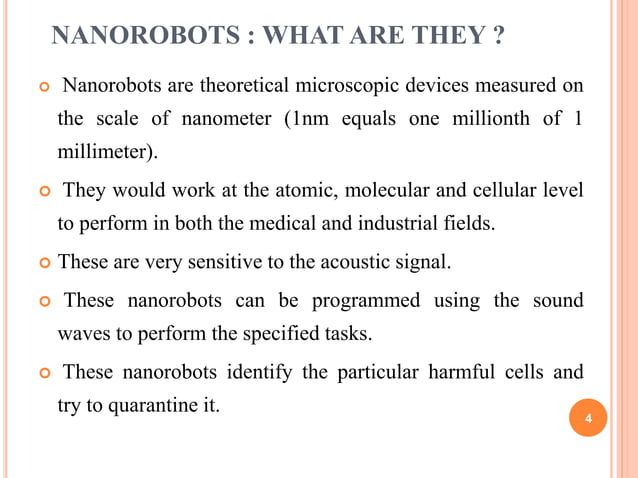 Nanorobotics ppt | PPTX | Robotics | Technology & Computing