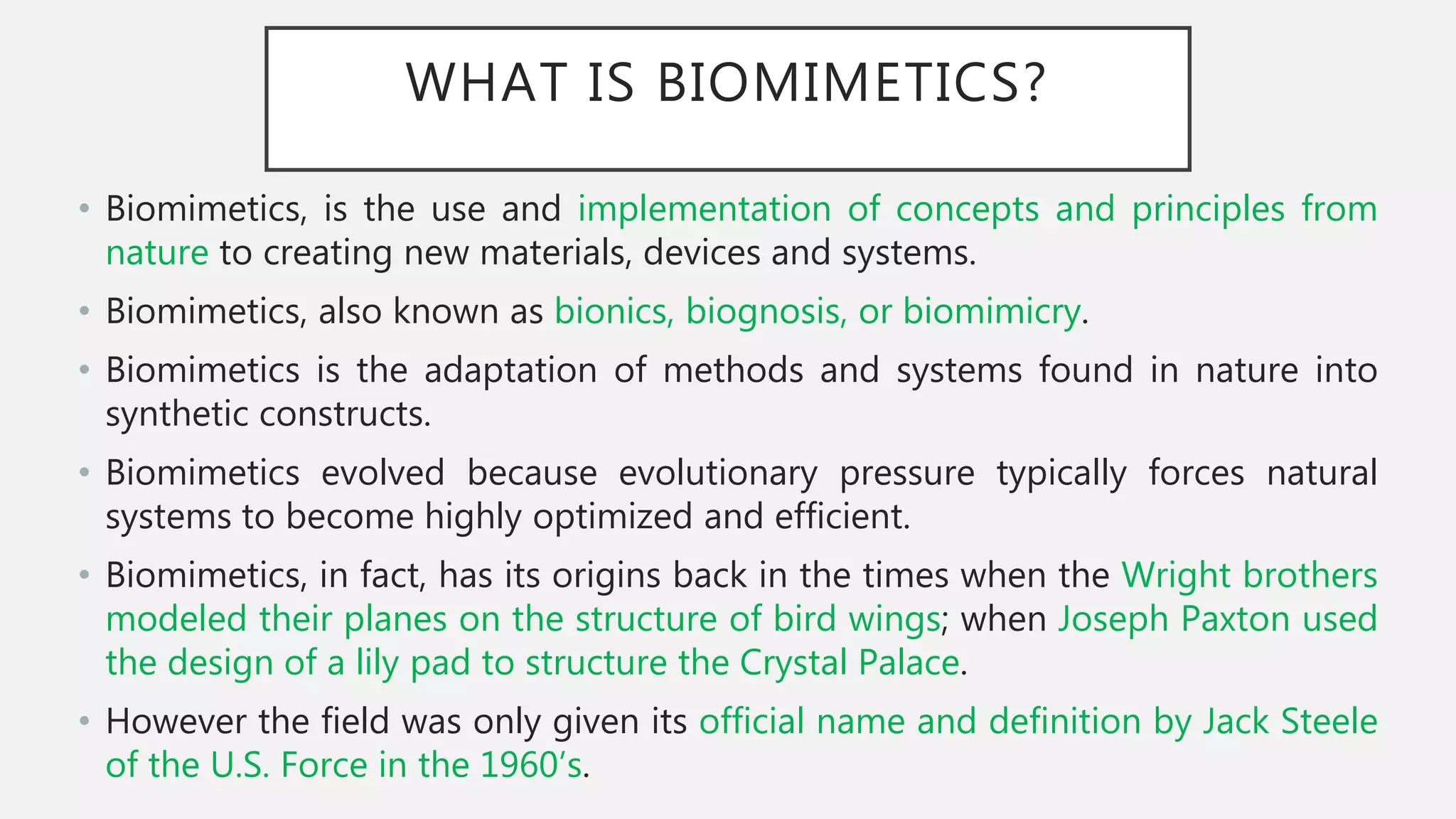 Biomimetics Nanoscience and technology ppt | PPTX