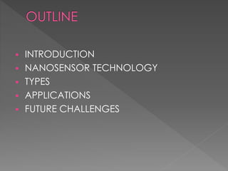 Nano sensors with their applications | PPTX