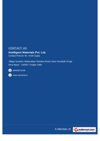Intelligent Materials Pvt. Ltd., Punjab, Multi Walled Carbon Nano Tube ...