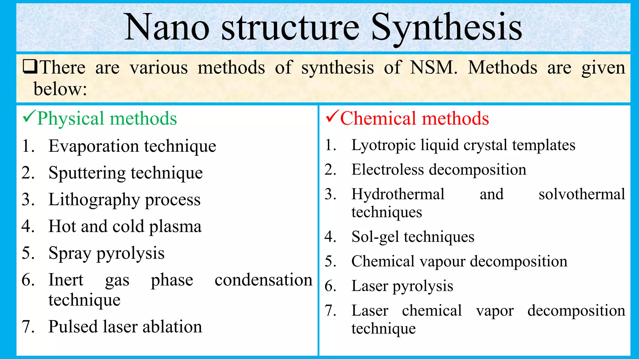 Nanostructure and surface modification | PPTX