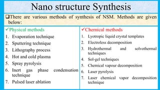 Nanostructure and surface modification | PPTX