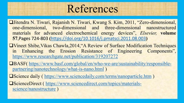 Nanostructure and surface modification | PPTX | Chemistry | Science