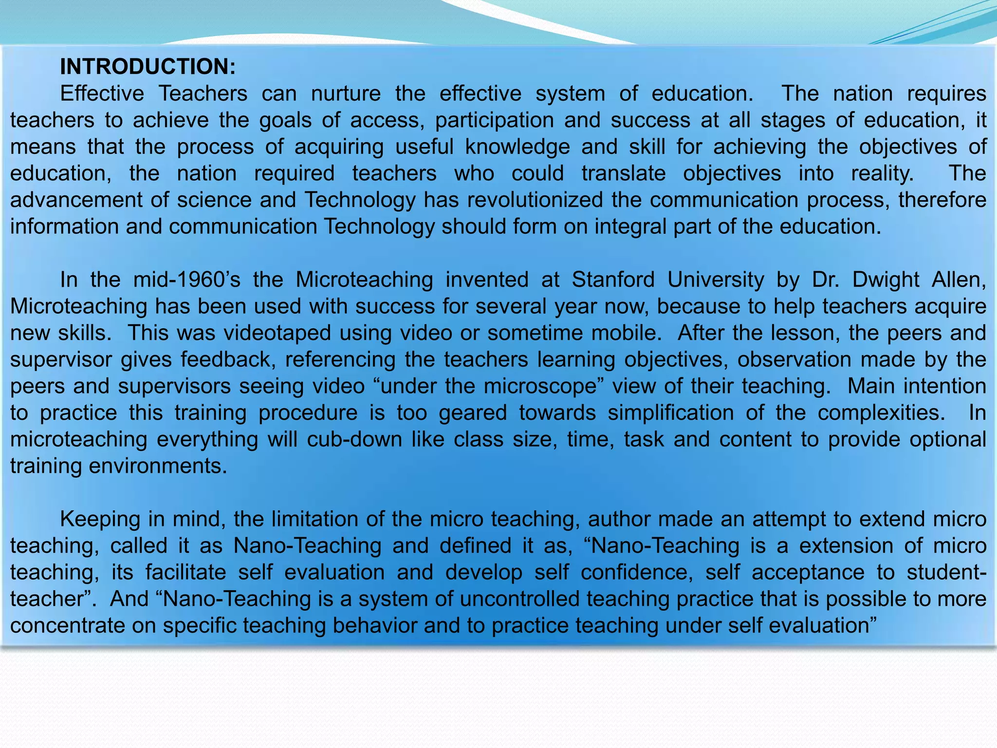 Nanoteaching Bhopal PPT | PPTX