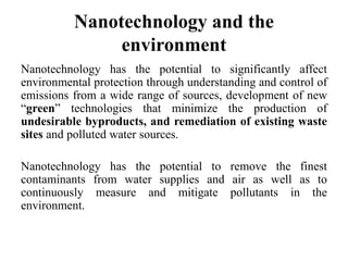 Nanotech and environment | PPTX